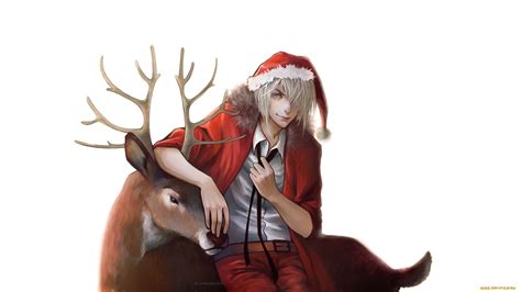 Обои Аниме Зима Новый Год Рождество обои для рабочего стола фотографии рисованное