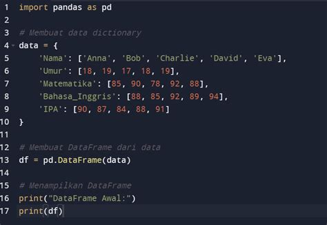 Coding Python Simpel Untuk Mengenal Dataframe