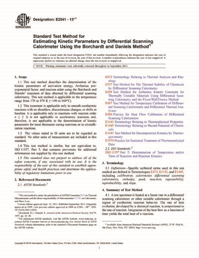 Astm E2041 13e1 Standard Test Method For Estimating Kinetic Parameters By Differential