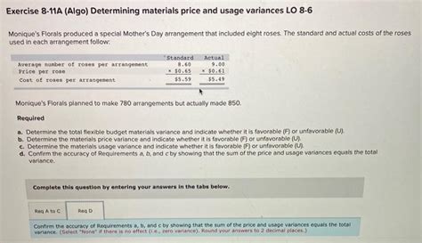 Solved Exercise 8 11a Algo Determining Materials Price And