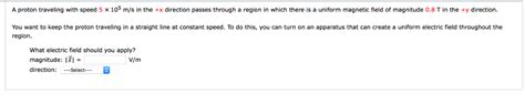 Solved A Proton Traveling With Speed 5 Times 105 Ms In The