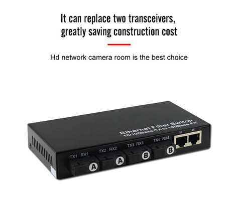 4port Fiber Media Converter 2rj45 Ethernet Optical Transceiver 10 100 1000m