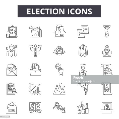 선거 라인 아이콘 기호 설정 벡터 선거 개요 개념 삽화 정부 선거 투표 정치 투표 유권자 개념에 대한 스톡 벡터 아트 및 기타 이미지 Istock