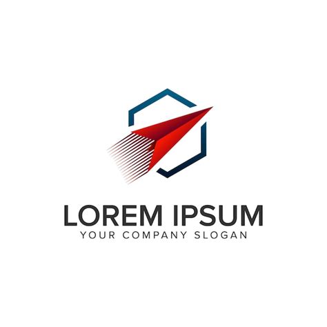 Шаблон концепции дизайна логотипа бумажного самолета с полностью редактируемым вектором