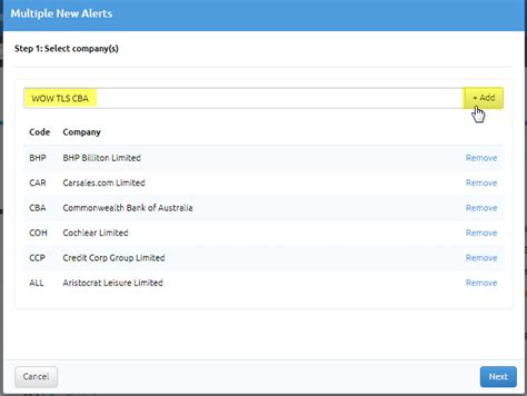 How Do I Create A Single Alert For Multiple Companies All At The Same Time Stock Doctor Help
