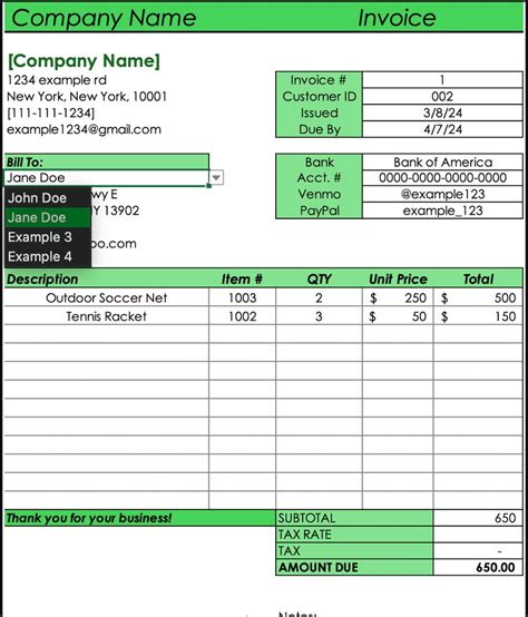 Excel Invoice Generator Template Automated Ideal For Small Businesses Entrepreneurs Includes