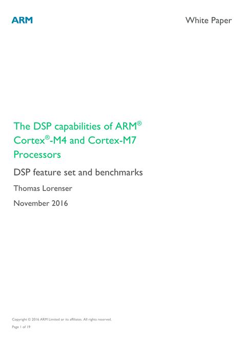 The Dsp Capabilities Of Arm® Cortex® M4 And Cortex M7 Processors Dsp Feature Set And Benchmarks