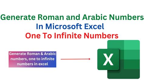 Generate Roman And Arabic Numbers In Ms Excel One To Infinite Numbers Youtube
