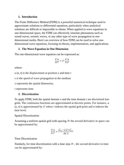 The Finite Difference Method Mk Pdf Waves Applied Mathematics