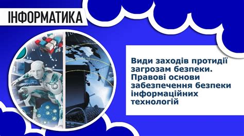 Інформатика 11 клас Види заходів протидії загрозам безпеки Правові основи забезпечення