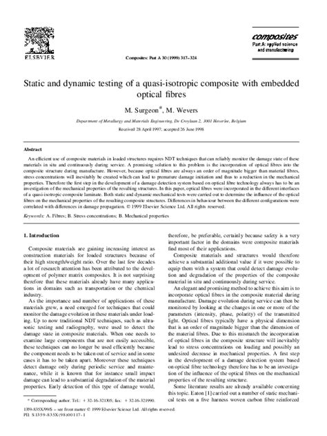 pdf static and dynamic testing of a quasi isotropic composite with