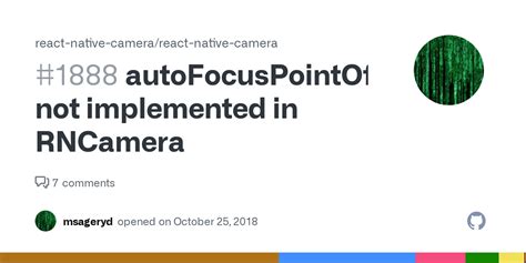 Autofocuspointofinterest Not Implemented In Rncamera · Issue 1888