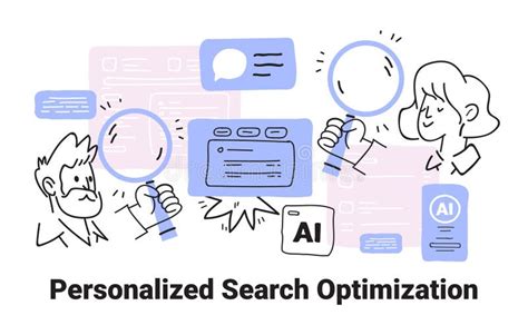 Personalized Search Optimization Ai Concept People Using Magnifying Glasses Analyzing Data
