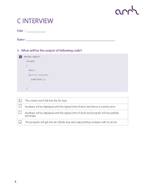 C Interview Date Name Pdf C Programming Language Integer
