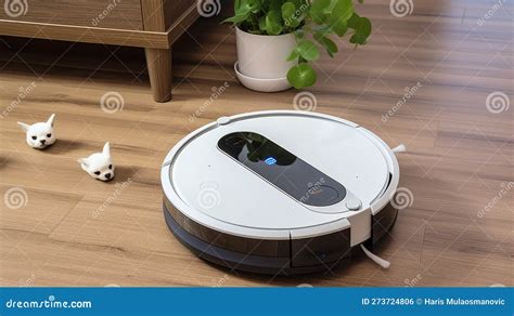 Automated Housekeeping Robot Maid Cleaning The House With A Vacuum Machine Ai Generated Stock