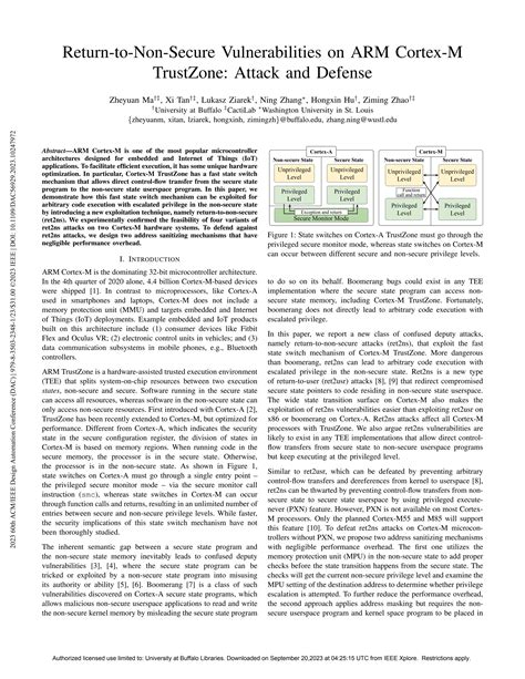 Return To Non Secure Vulnerabilities On Arm Cortex M Trustzone Attack
