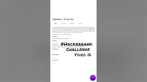 Tic Tac Toe Hackerrank Challengevideo16 Purplecode404
