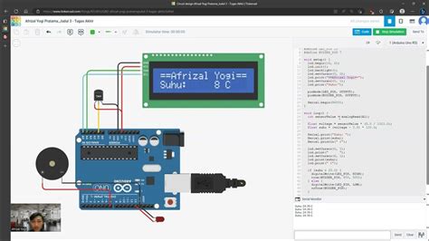 Rangkaian Arduino Uno Dengan Sensor Suhu Dan Display Lcd I2c 16x2 Youtube