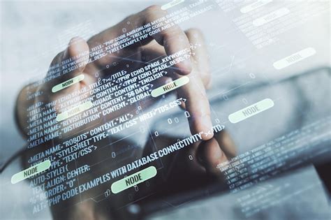 premium photo multi exposure of abstract programming language