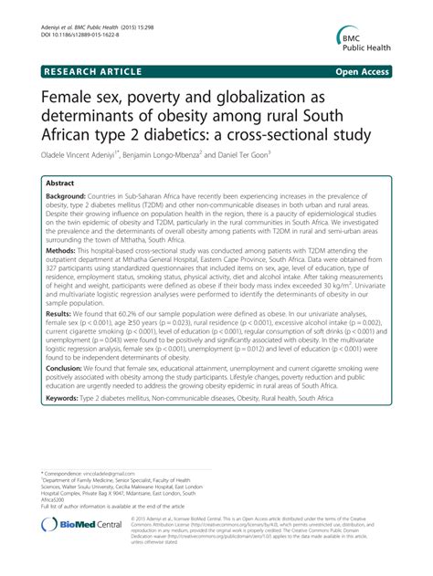 Pdf Female Sex Poverty And Globalization As Determinants Of Obesity