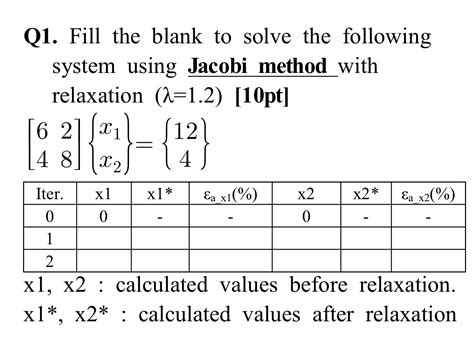 Solved Q1 ﻿fill The Blank To Solve The Following System