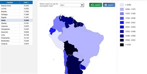 South America Choropleth Map Excel Template Interactive Editable Data