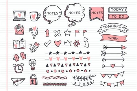 총알 저널 플래너 템플릿 세트 무료 벡터