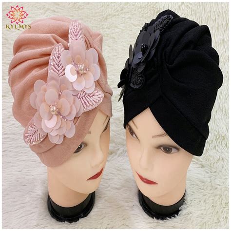 도매 12 조각 주문 이슬람 여성 모자를 쓰고 있죠 스팽글 아플리케 모자 패션 기질 다목적 모자 두바이 머리 장식 이슬람 패션