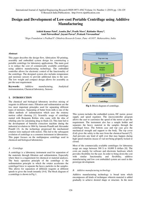 Pdf Design And Development Of Low Cost Portable Centrifuge Using Additive Manufacturing