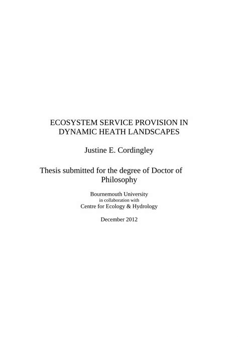 Pdf Ecosystem Service Provision In Dynamic …eprints Bournemouth Ac Uk