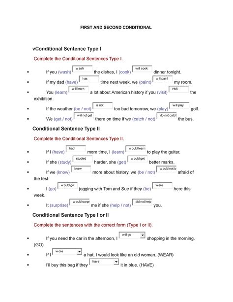 First And Second Conditional Activitydocx Swena First And Second