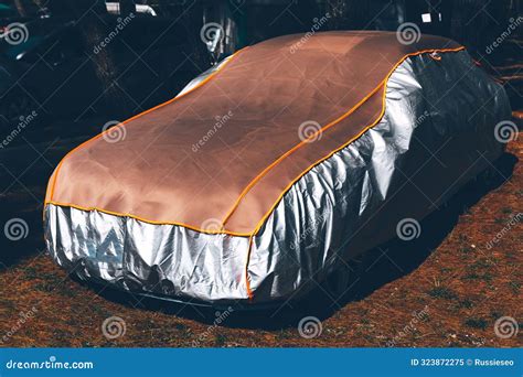 Car Is Covered With A Tarp Stock Image Image Of Protect 323872275