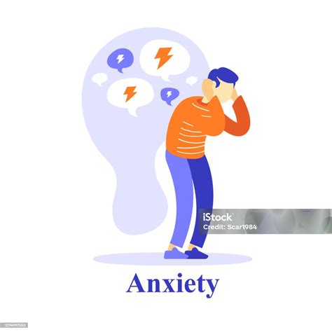 남자 캐릭터 부정적인 생각 자부심 이나 의심 정신 건강 문제 심리적 도움 강박에 대한 스톡 벡터 아트 및 기타 이미지 강박