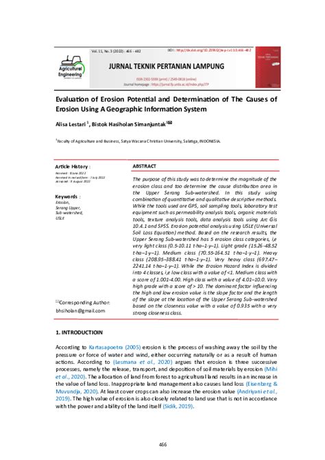 Pdf Evaluation Of Erosion Potential And Determination Of The Causes