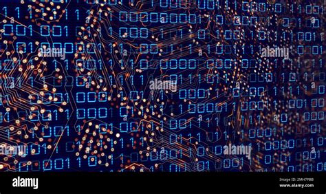 Image Of Binary Code Over Integrated Circuit Stock Photo Alamy