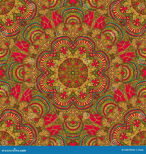 Seamless Pattern In Oriental Style Bright Background Of The Circular Patterns Stock Vector