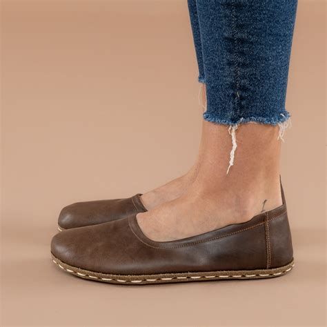 Womens Coffee Brown Barefoot Ballet Flats Atlantis Handmade Shoes
