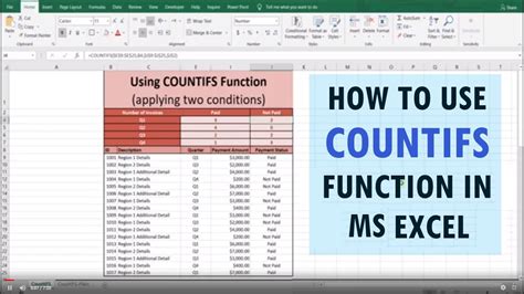 ms excel tutorial how to use countifs function in microsoft excel