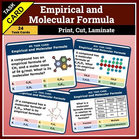 Teks Hs Chemistry C 8d Task Card Empirical And Molecular Formula