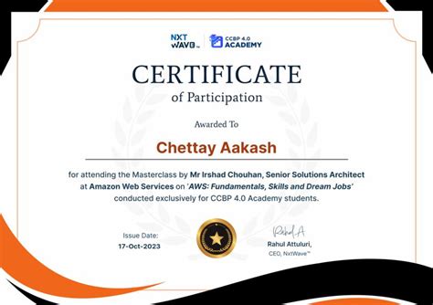 Aws Nxtwave Certificateofparticipation Dreamjob Learningjourney Aakash Chettay