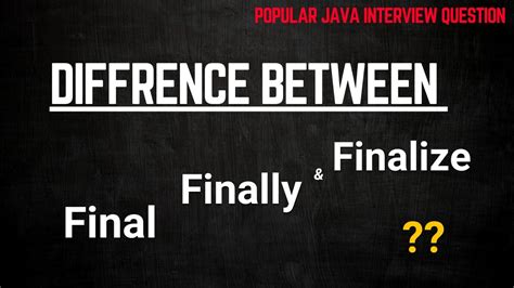 Final Finally And Finalize Explained Java Interview Questions 2024 Important Youtube
