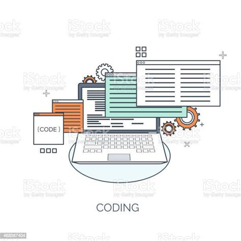 vector illustration flat computing background programmingcoding web development and stock
