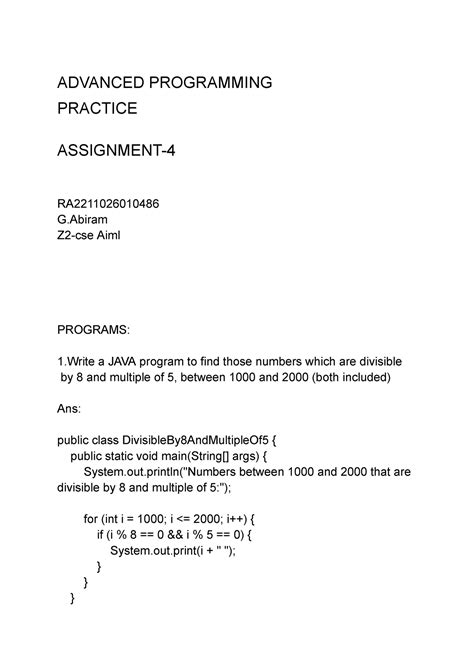 App Week 4 Assignment Abiram486 Advanced Programming Practice Assignment Ra G Z2 Cse Aiml
