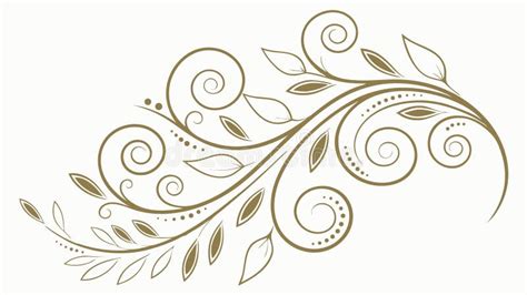 Elegant Decorative Floral Scroll Element With Flowing Lines And Leaves Design Flourish Vector