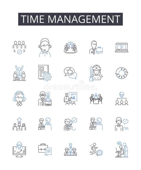 Time Management Line Icons Collection Goal Setting Task Scheduling