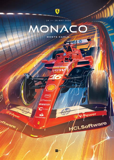 Ferrari Poster For The 2024 Monaco Gp Rformula1