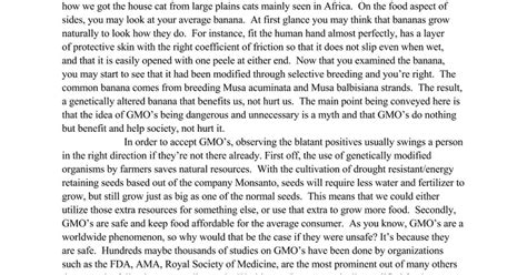 Recent Argumentative Essay Regarding Gmos Rgmo