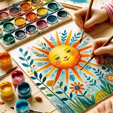 نقاشی خورشید با مداد رنگی ایده‌ های ساده برای بچه‌ ها سوییتی بلاگ