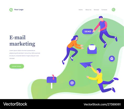E Mail Marketing Concept Workflow Flying Vector Image