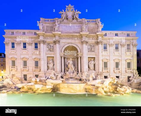Rome Italy Trevi Fountain At Night The Masterpiece Of Italian